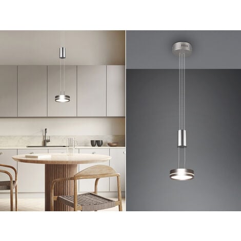Kleine LED Pendelleuchte FRANKLIN höhenverstellbar Silber, Ø 14cm
