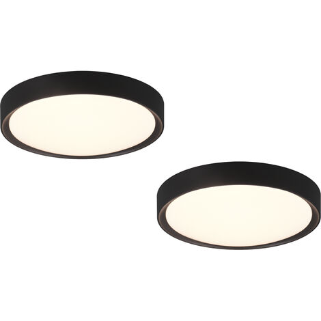 LED Deckenleuchte 2er Set in Schwarz matt IP44 Badlampen, Ø 33cm