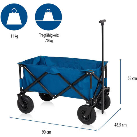 Bollerwagen klappbar in Blau Handkarren, Ladegewicht bis 70kg