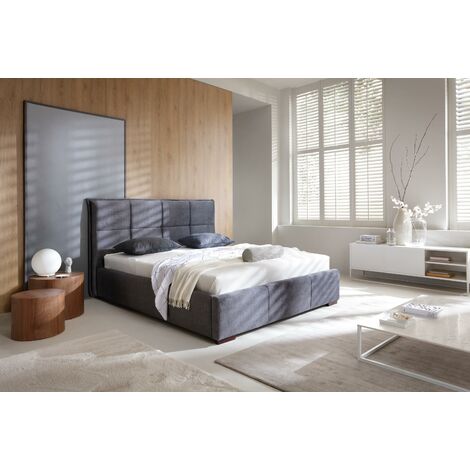 FURNIX Polsterbett CELVIA 160x200 Doppelbett mit tiefen Bettkasten VO16 Graphit