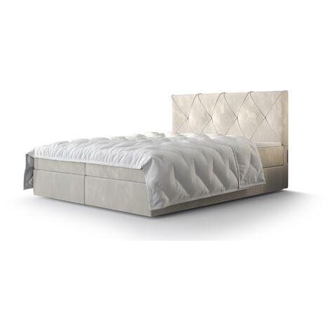 FURNIX Boxspringbett TULSAT 200x200 Doppelbett & Topper & Bettkästen ...