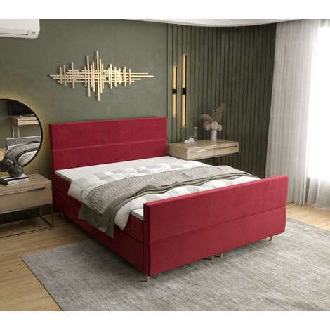 FURNIX Polsterbett FELISE PLUS 120x200 Kopf- und Fußteil Holzfüße IT34 Rot