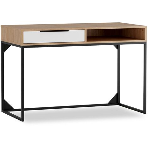 FURNIX Schreibtisch LENDRI Arbeitsplatz mit Metallgestell Schublade ...