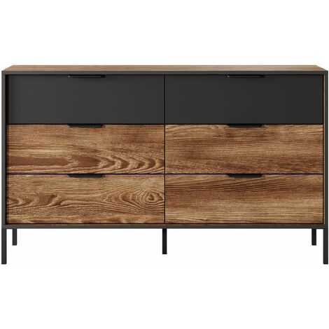 FURNIX Kommode MELTON Kleiderschrank mit Schubladen Anthrazit Kastanie