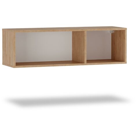 FURNIX Hängeregal LENDRI Wandregal mit offenen Fächern Hickory