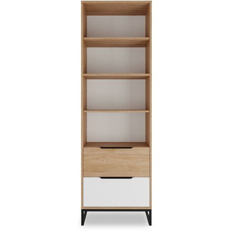 FURNIX Hochregal LENDRI R2SZ Standregal mit Metallgestell Schubladen ...