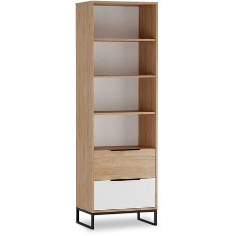 FURNIX Hochregal LENDRI R2SZ Standregal mit Metallgestell Schubladen ...