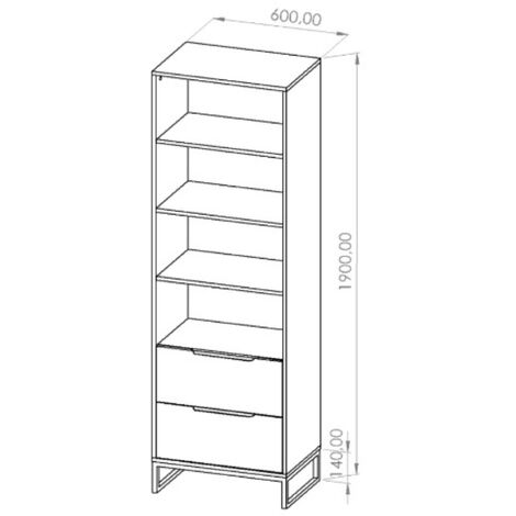 FURNIX Hochregal LENDRI R2SZ Standregal mit Metallgestell Schubladen ...