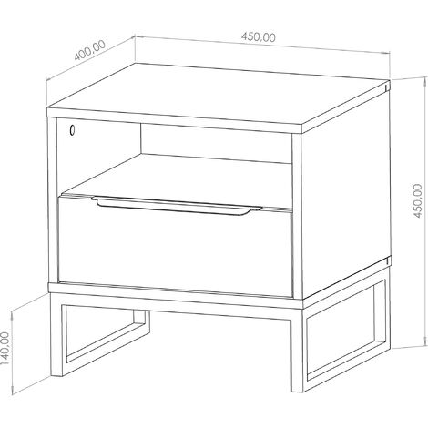 FURNIX Nachttisch LENDRI SNOC Nachtkonsole mit Metallgestell Hickory/Weiß