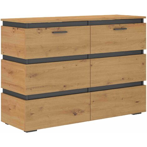 FURNIX Ferci 2D Kommode Abmessungen:B120,3 x H84,5 x T40 cm Eiche ...