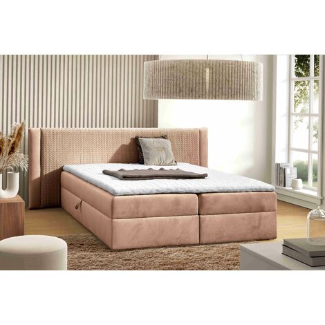 FURNIX Boxspringbett Darci 160x200 mit Bettkasten & Topper MD2244 Rosa