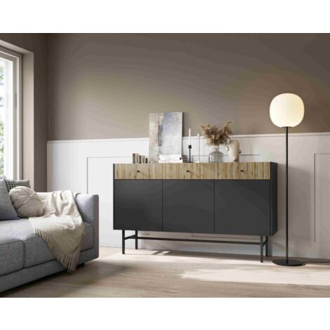 FURNIX Kommode Taylie Sideboard mit drei Schubladen und drei Türen ...