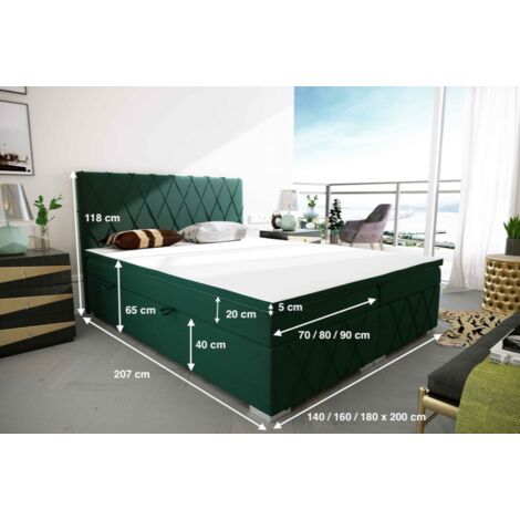 FURNIX Boxspringbett FREDD 180x200 cm 2 Bettkasten Polsterbett Topper ...