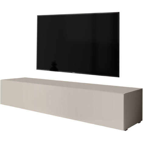 Furnix TV-Kommode Lowboard Zibo 160 cm 3 Ablagen mit Klappen Beige