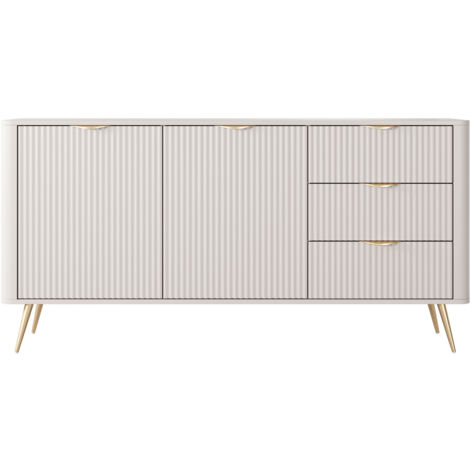 FURNIX Kommode Briane 163 Design Sideboard mit Schubladen und Türen Beige