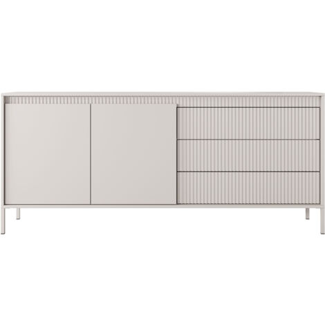 FURNIX Kommode Rebeca 187 Design Sideboard mit Schubladen und Türen Beige