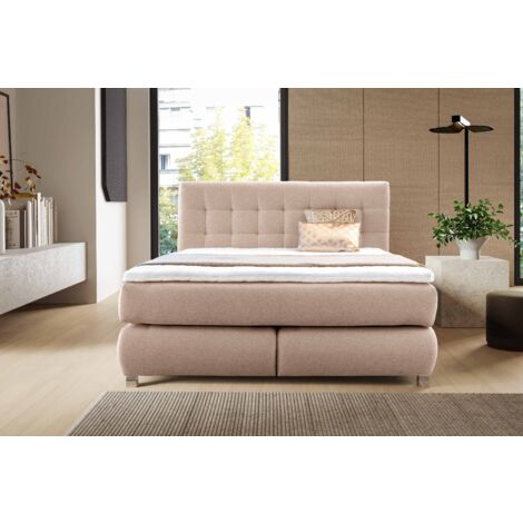 FURNIX Powella Bett 180x200 Bett mit Topper und Bettkasten FR20 Beige