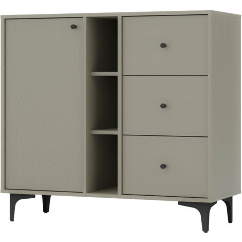 FURNIX Kommode Tonkin 824 Sideboard mit drei Schubladen und Sternbeine Grün