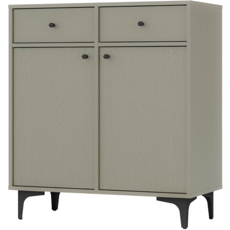 FURNIX Kommode Tonkin Sideboard mit zwei Schubladen und Sternbeine Grün