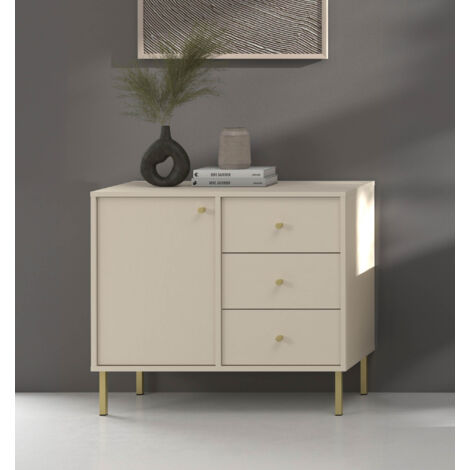 FURNIX Kommode Tonkin 814 Sideboard mit drei Schubladen und Metallbeine ...