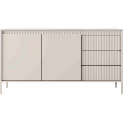 FURNIX Kommode Rebeca 153 Design Sideboard mit Schubladen und Türen Beige