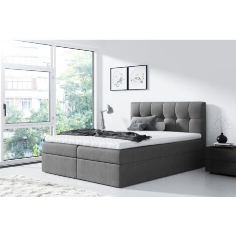 Boxspringbett 140x200 Grau Mit Bettkasten