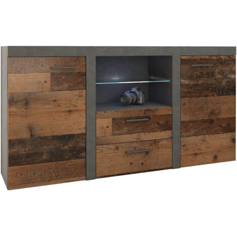 Furnix Kommode Marcuss 2F 2S mit LED-Beleuchtung 2-türige Anrichte Old ...