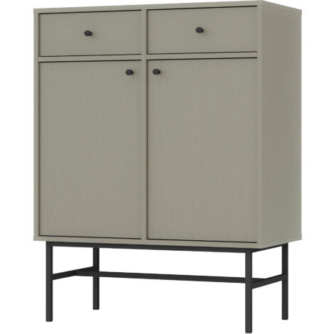 FURNIX Kommode Tonkin Sideboard mit zwei Schubladen und Gestellbeine Grün