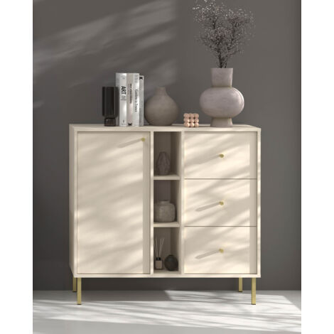 FURNIX Kommode Tonkin 824 Sideboard mit drei Schubladen und Metallbeine ...