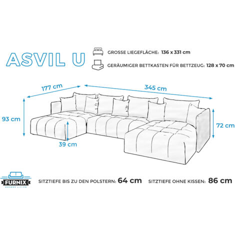 Furnix U Form Sofa Asvil