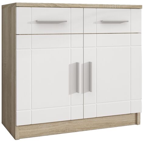 FURNIX Kommode PALLOMA 2F2S Sideboard mit Schubladen und Türen Eiche ...