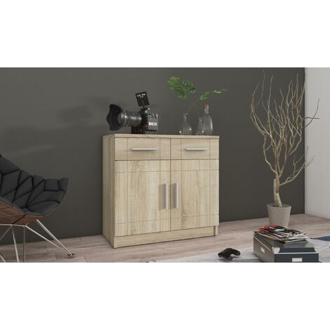 FURNIX Kommode PALLOMA 2F2S Sideboard mit Schubladen und Türen Eiche Sonoma