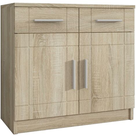FURNIX Kommode PALLOMA 2F2S Sideboard mit Schubladen und Türen Eiche Sonoma