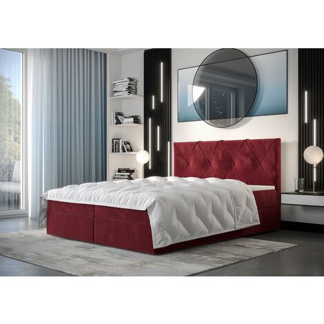 FURNIX Boxspringbett TULSAT 180x200 Doppelbett & Topper & Bettkästen ...