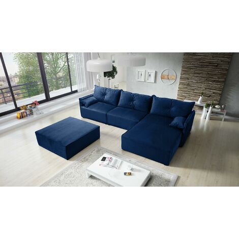 FURNIX Polstersofa in L Form ELONE SYSTEM 2 Couch mit Sitzbank RL22 Dunkelblau