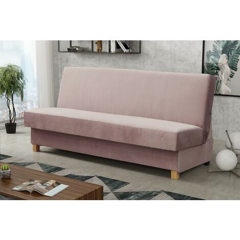 FURNIX Polstercouch LASANO Schlafsofa mit tiefen Bettkasten KR27 Rosa