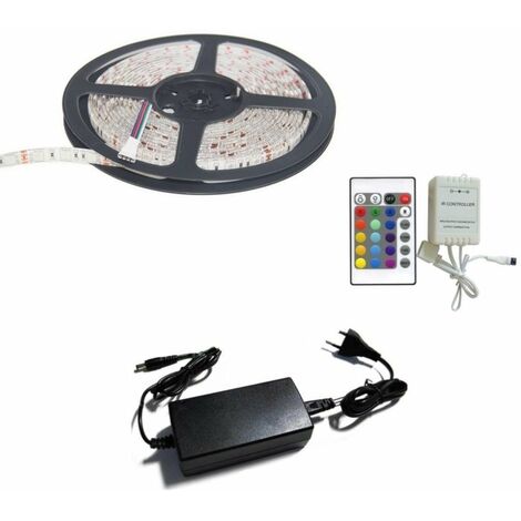 Kit Bandeau LED RGB 12V 5050 30LED/m (Contrôleur + Alimentation) - SILUMEN