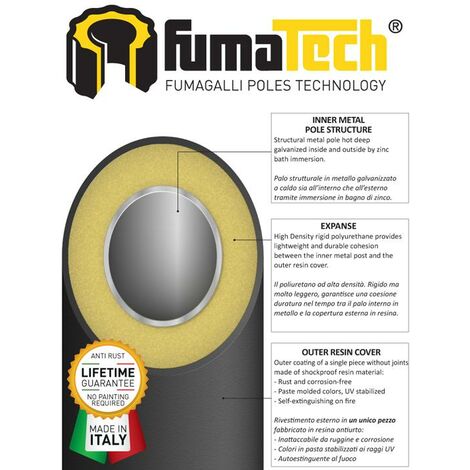 PALO FEBO 1500 NERO 1,5MT IN RESINA FUMATECH FUMAGALLI