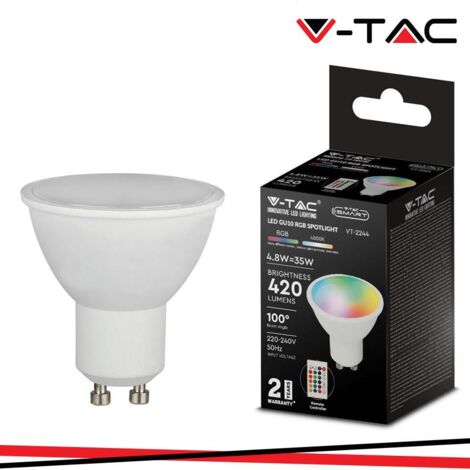 LED LAMPADINA 5.5W GU10 PLASTICA MILKY COVER RGB + 4000K - Luce NATURALE