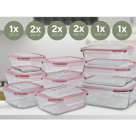 Briebe Lot de 9 Récipients Alimentaires en Verre avec Couvercles, Boîte ...