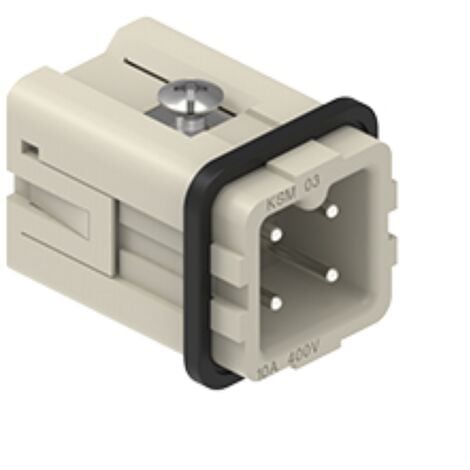 insert mâle - a lame de pression - 3 pôles + terre - 10a - 400v - gabarit 21.21 - ilme cksm03