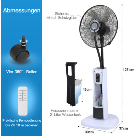 EINFEBEN Ventilateur sur pied 75 Watt 7.5h Timer Ventilateur 3 vitesses ...