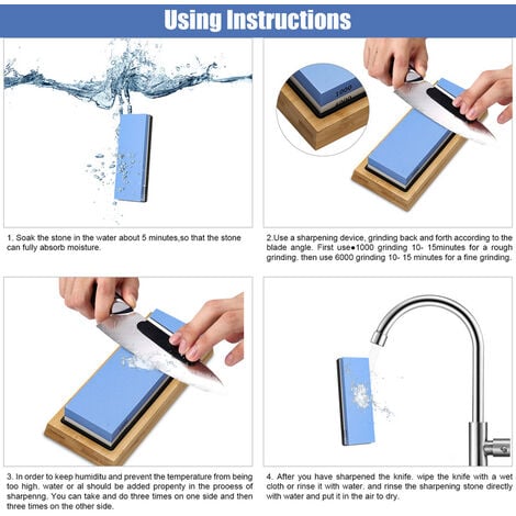 EINFEBEN Ensemble De Pierres A Aiguiser Double Face Avec Pierre A Aiguiser A Grain 1000/6000 ...