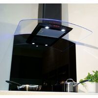 CDA EKP90BL 90cm 3 Colour Edge Lit Curved Glass Cooker Hood Extractor Fan