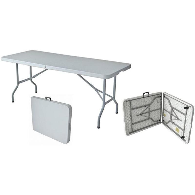 Mesa rectangular plegable 183x74x74cm color blanco