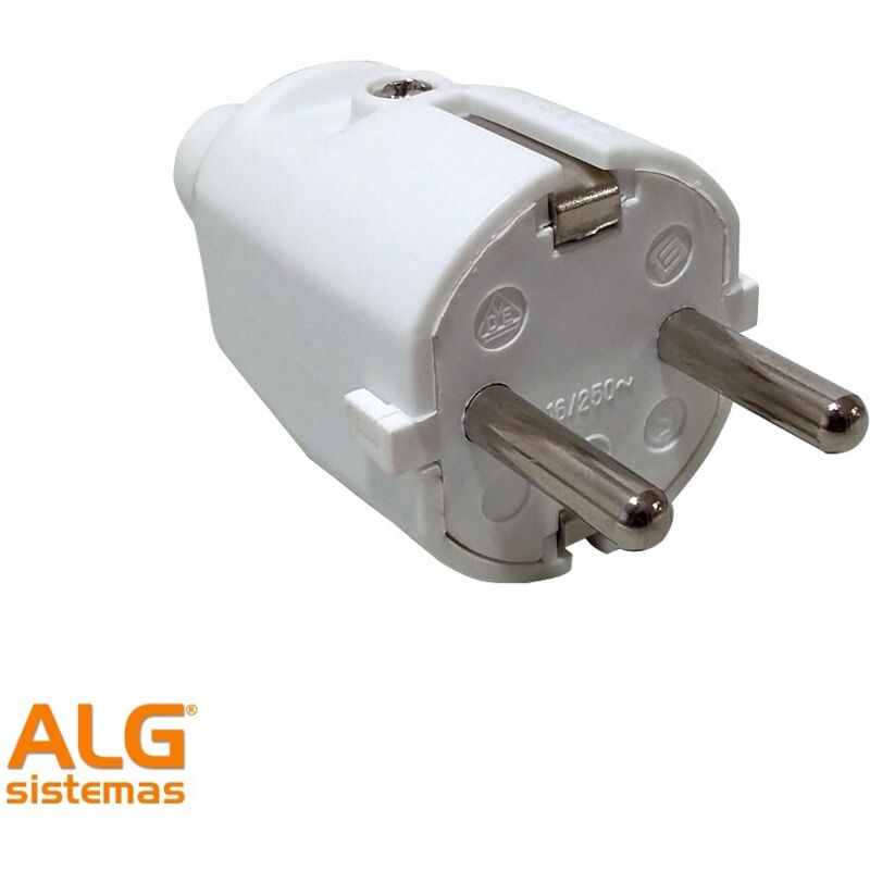Clavija de Goma EDM 10/16A 250V T/TL IP44 4,8mm Blanca (Retractilada)
