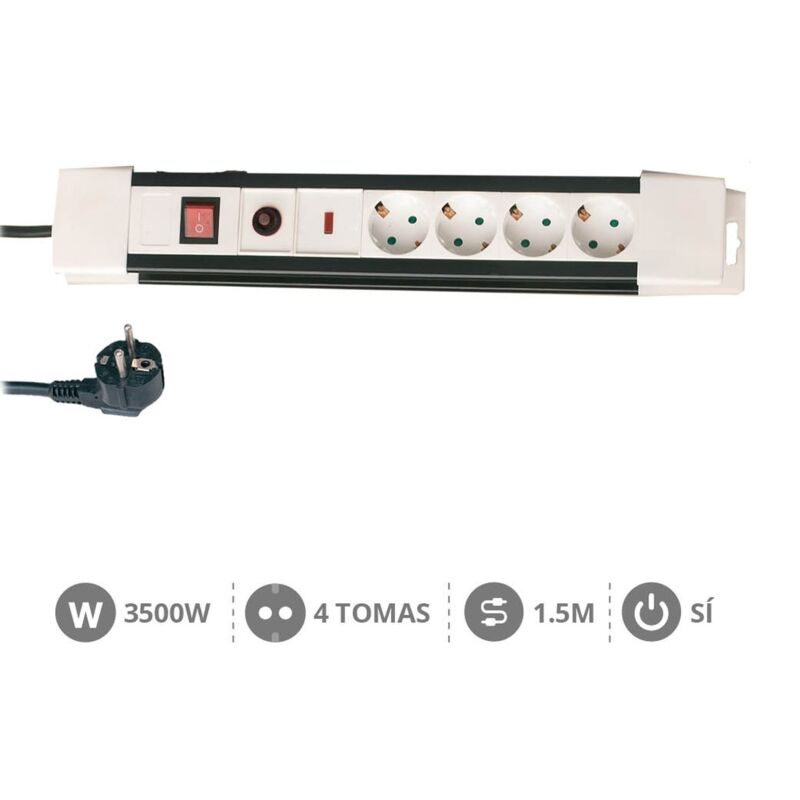 Base múltiple 4 tomas con protección sobretensiones 1,5m GSC 0800090