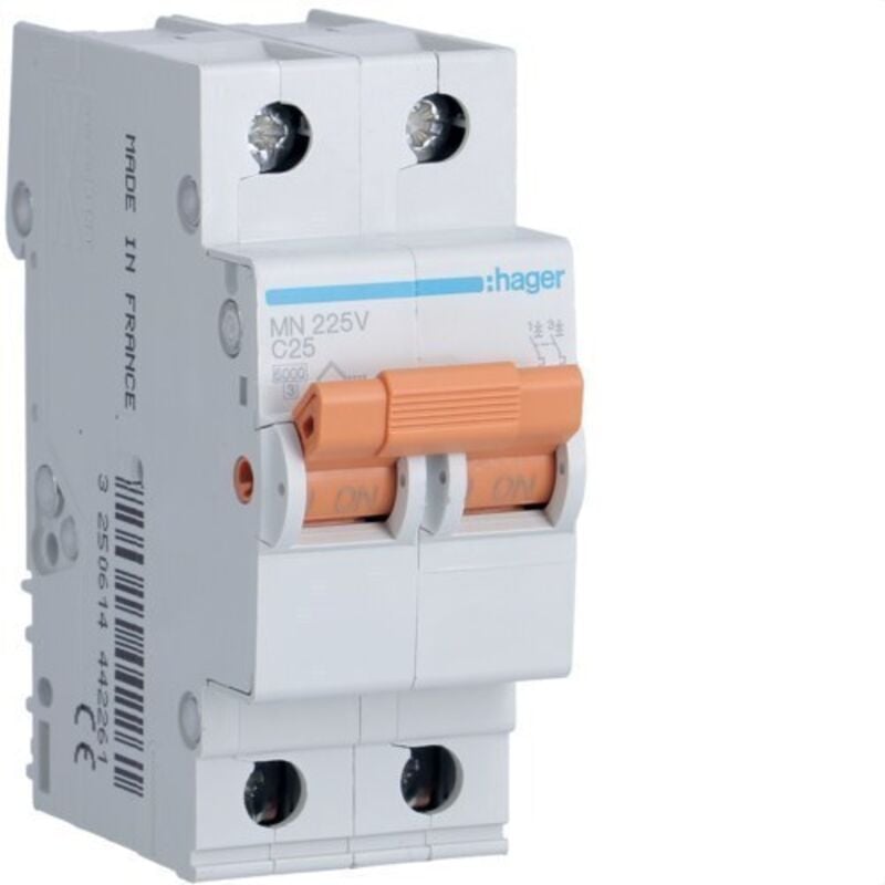 HAGER MN225V Interruptor automático MN 2P 25A curva C