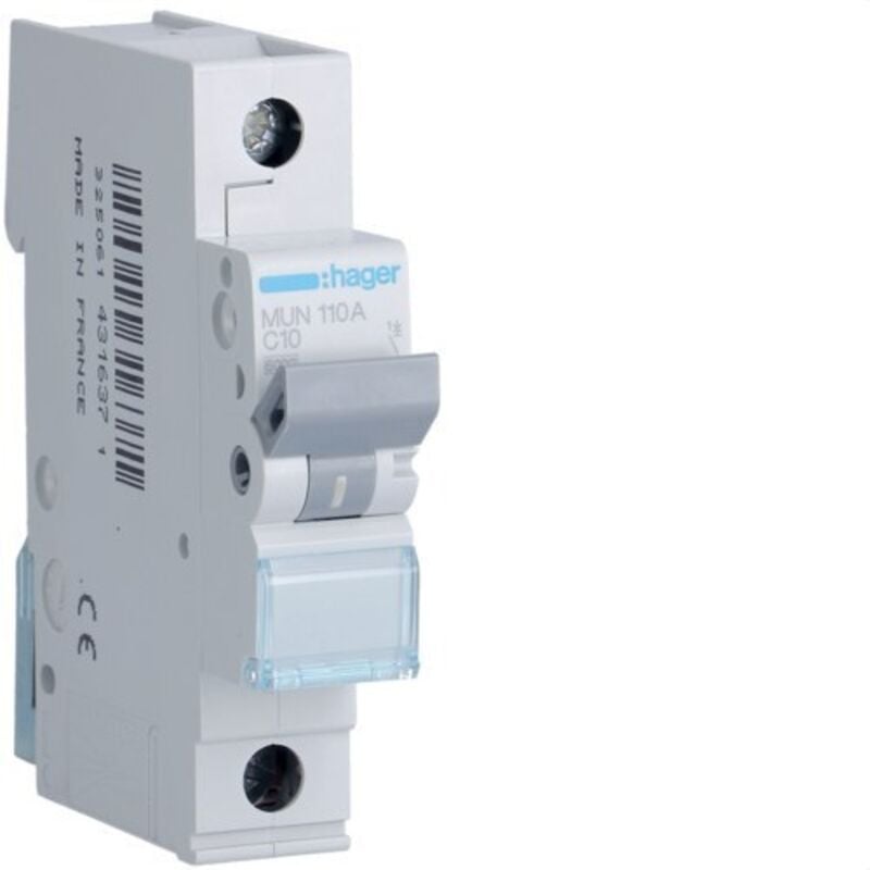 HAGER MUN110A Interruptor automático 1P 10A curva-C 6kA