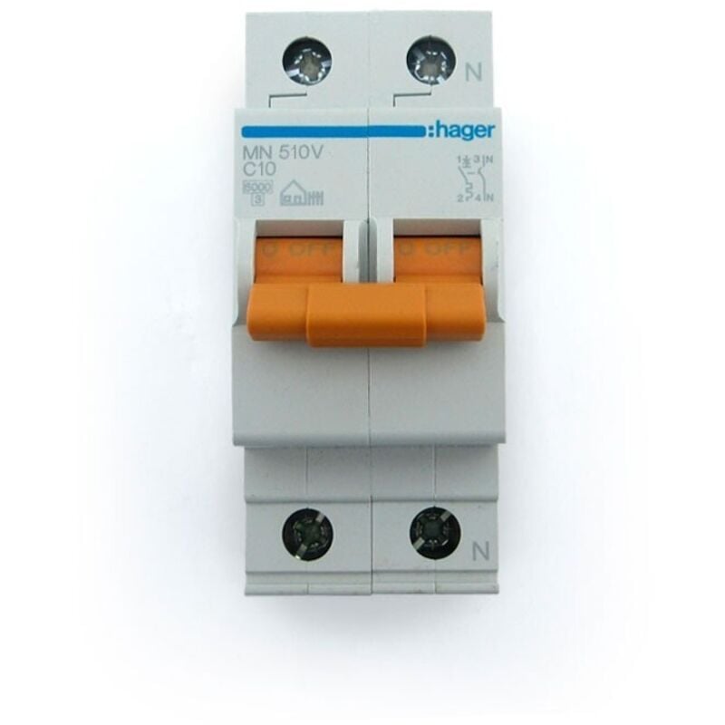 HAGER MN516V Interruptor automático MN 1P+N 16A curva C